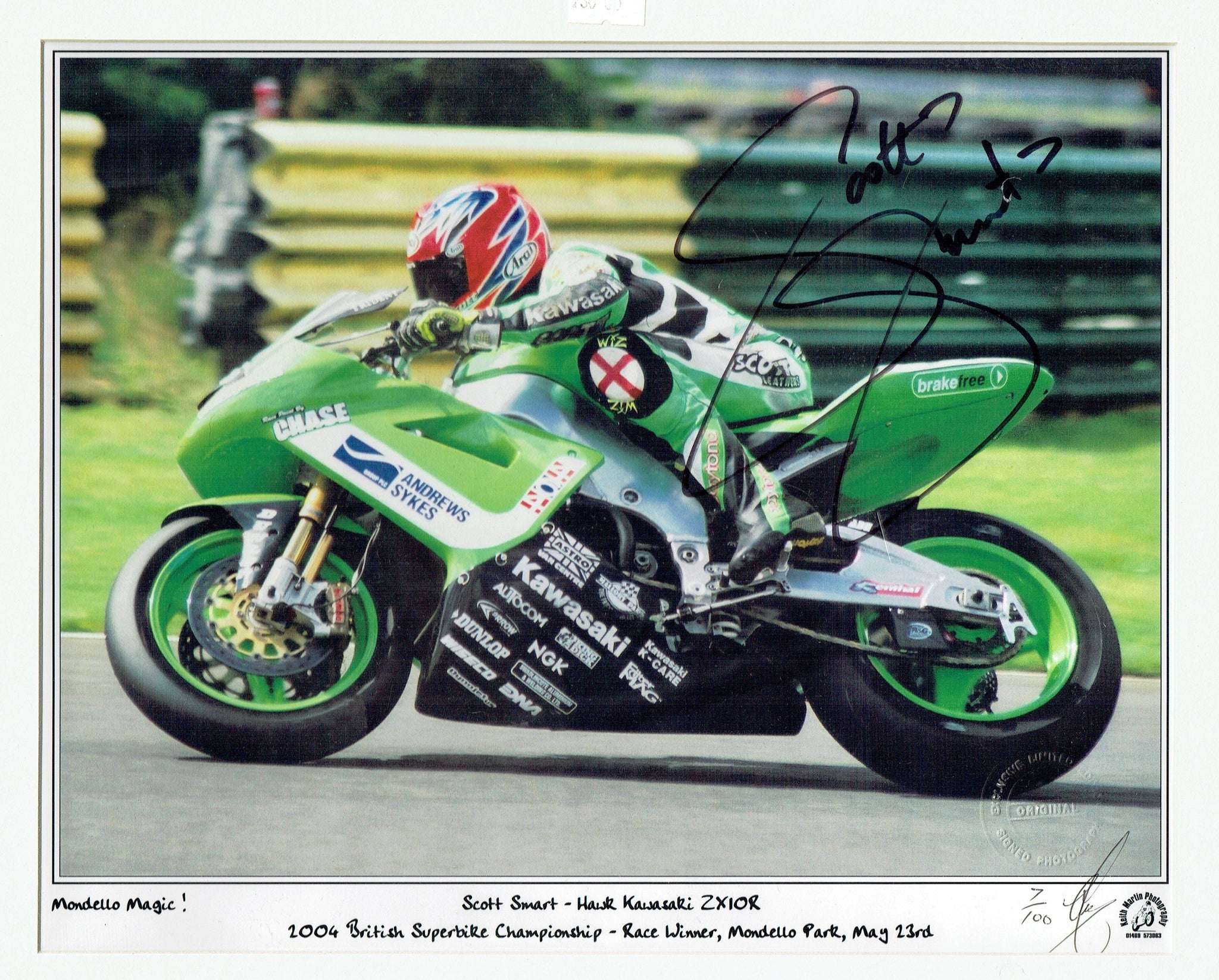 Scott Smart - British Superbikes - Hawk Kawasaki ZX10R - 16 x 12 Autog ...