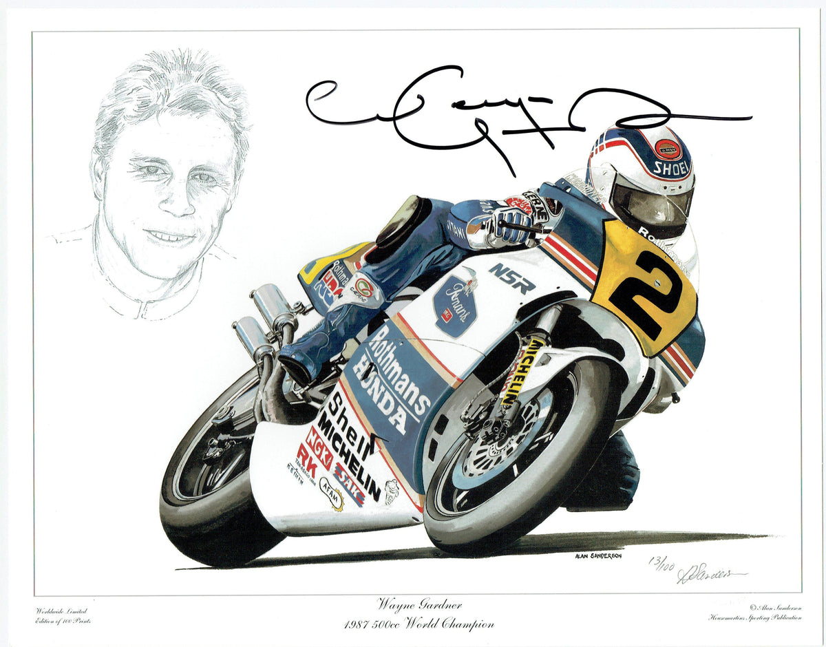 Wayne Gardner - Moto GP - 16 x 12 Autographed Print. – Extreme-AG.com